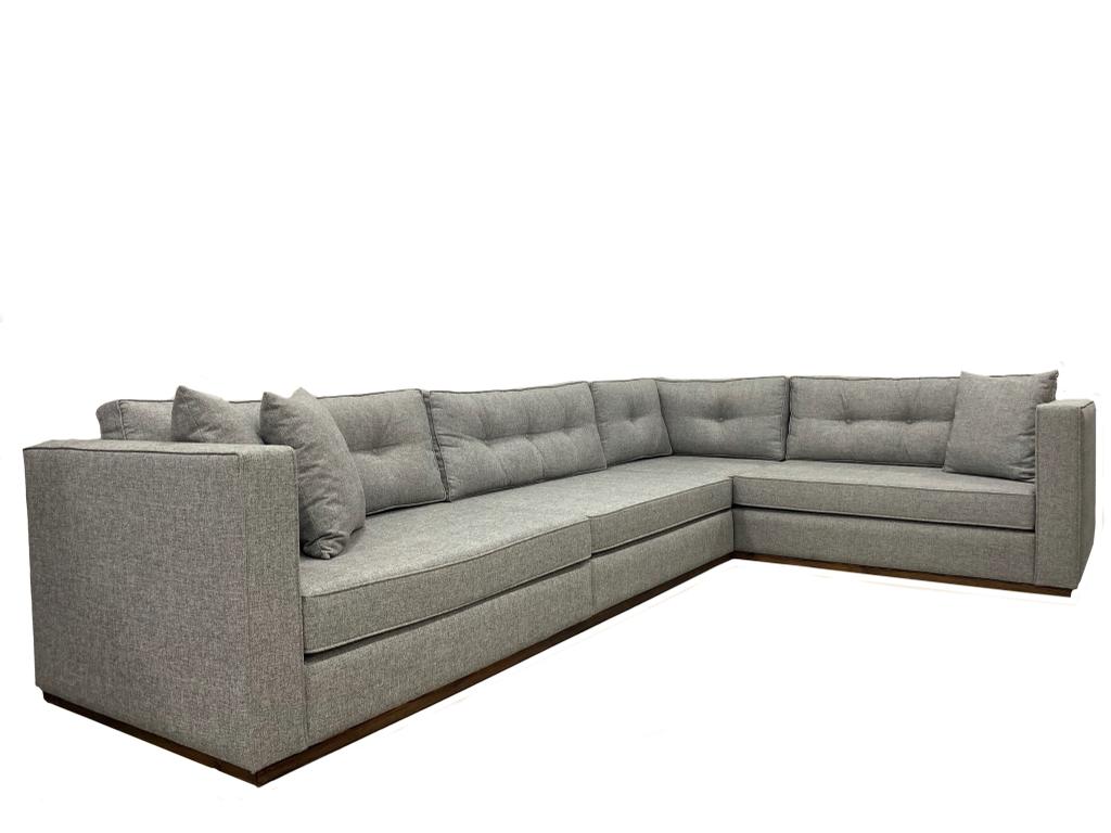 K031 The York L Shaped Mid Century Style Gray Linen Sectional Sofa ...