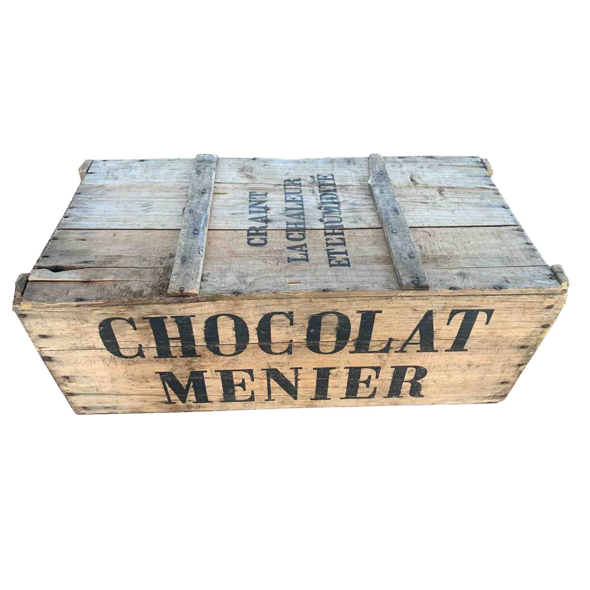 Z282 Vintage French Box Crate "Chocolat Menier" Open Bottom Side Table ...