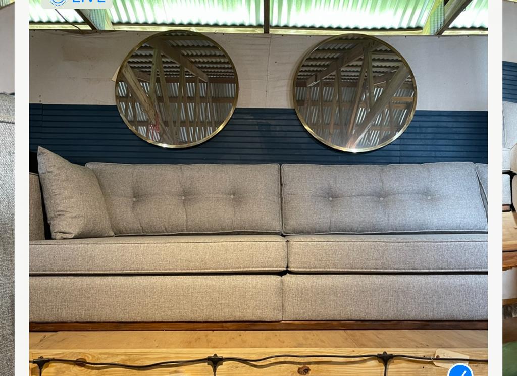 K031 The York L Shaped Mid Century Style Gray Linen Sectional Sofa ...